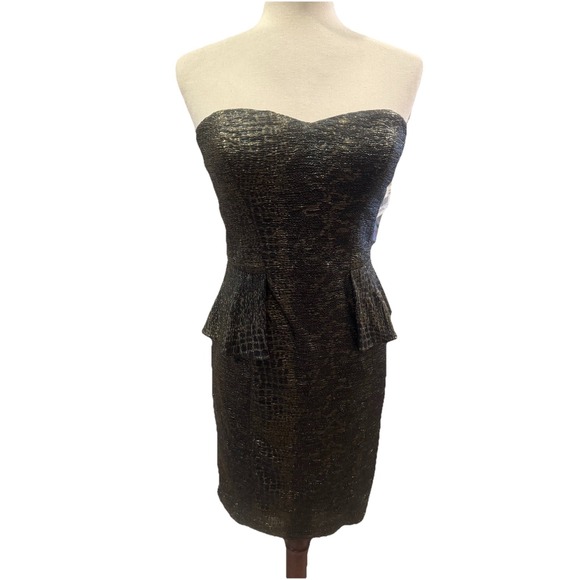 Aqua | Dresses | Aqua Dresses Mini Dress Party Metallic Gold Black ...